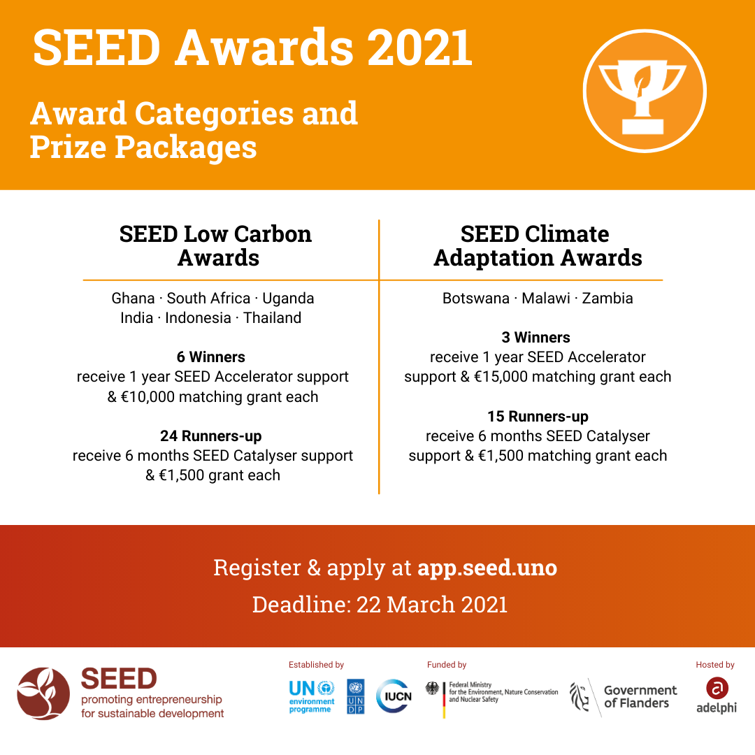 OPENS on 1 Feb: SEED Awards 2021 Call for Applications